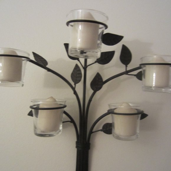 Accents | Home Decorblack Iron Tree Branch With 5votive Candle Holders ...